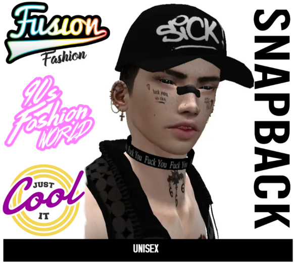 Second Life Marketplace - [Fusion Fashion Cap] - Snapback - Unisex - Sick!